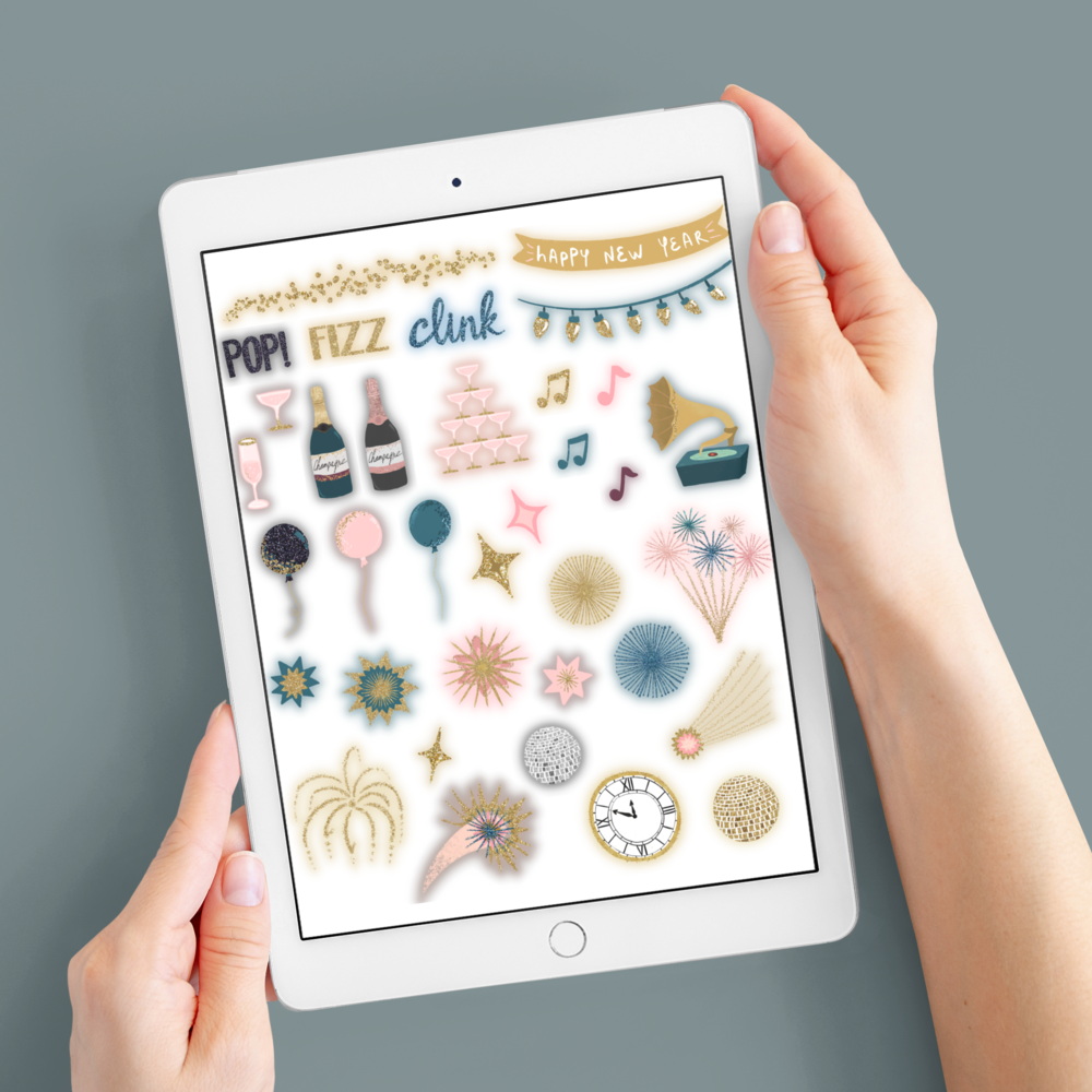New Year Digital Stickers - Beautifully Planned