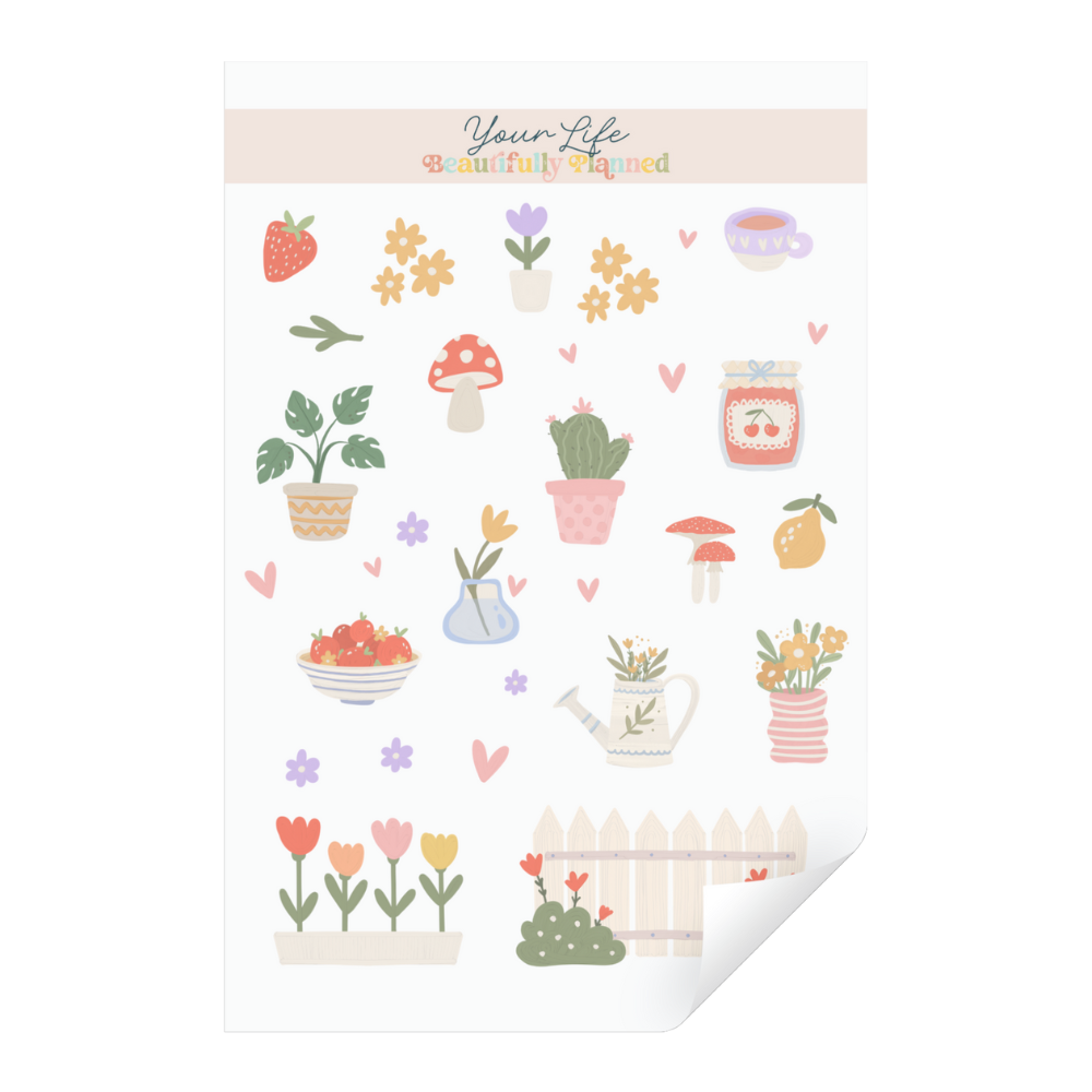 Charming Spring Garden Sticker Sheet - Beautifully Planned